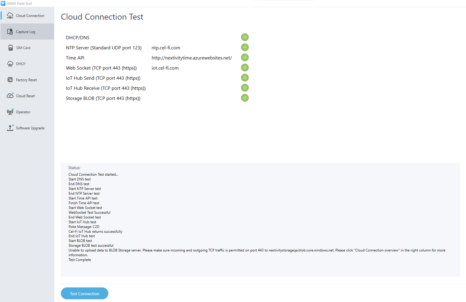 Cloud Connection Test – Cel-Fi Support